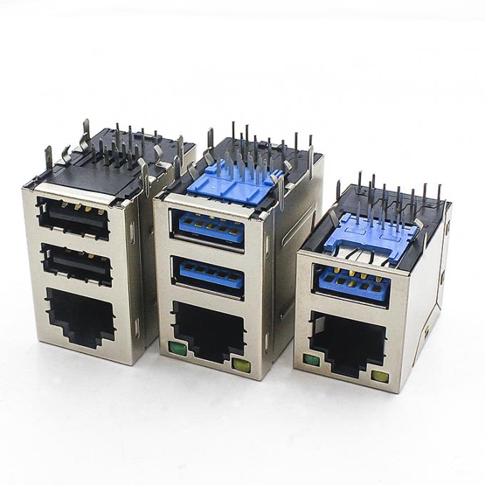 Puerto del doble USB3.0 del RJ45 Jack modular + RJ45 Jack con la red ...